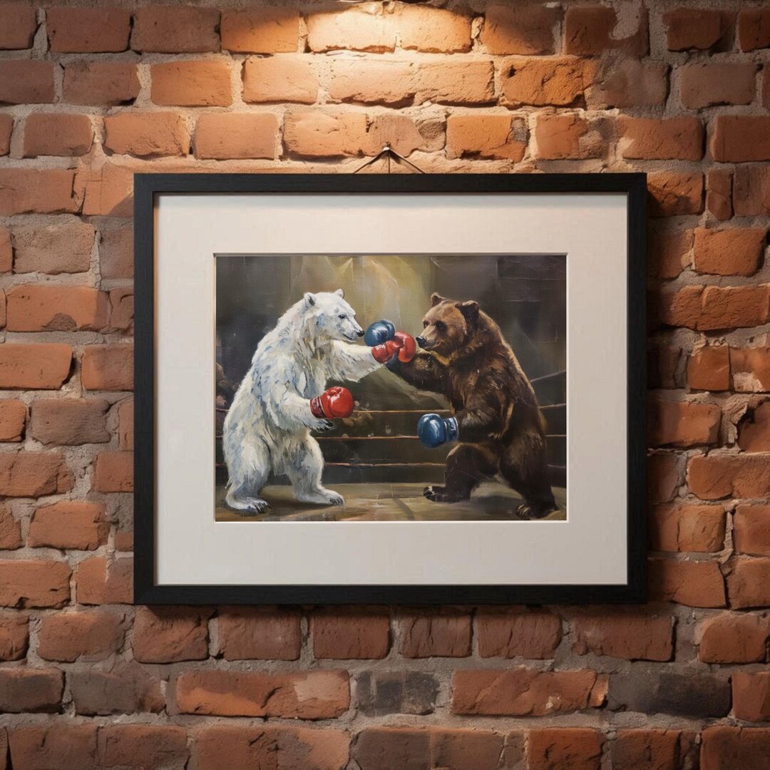 Bear Boxing - Pub Painting Effect Print - A3 Instant Digital Download ...