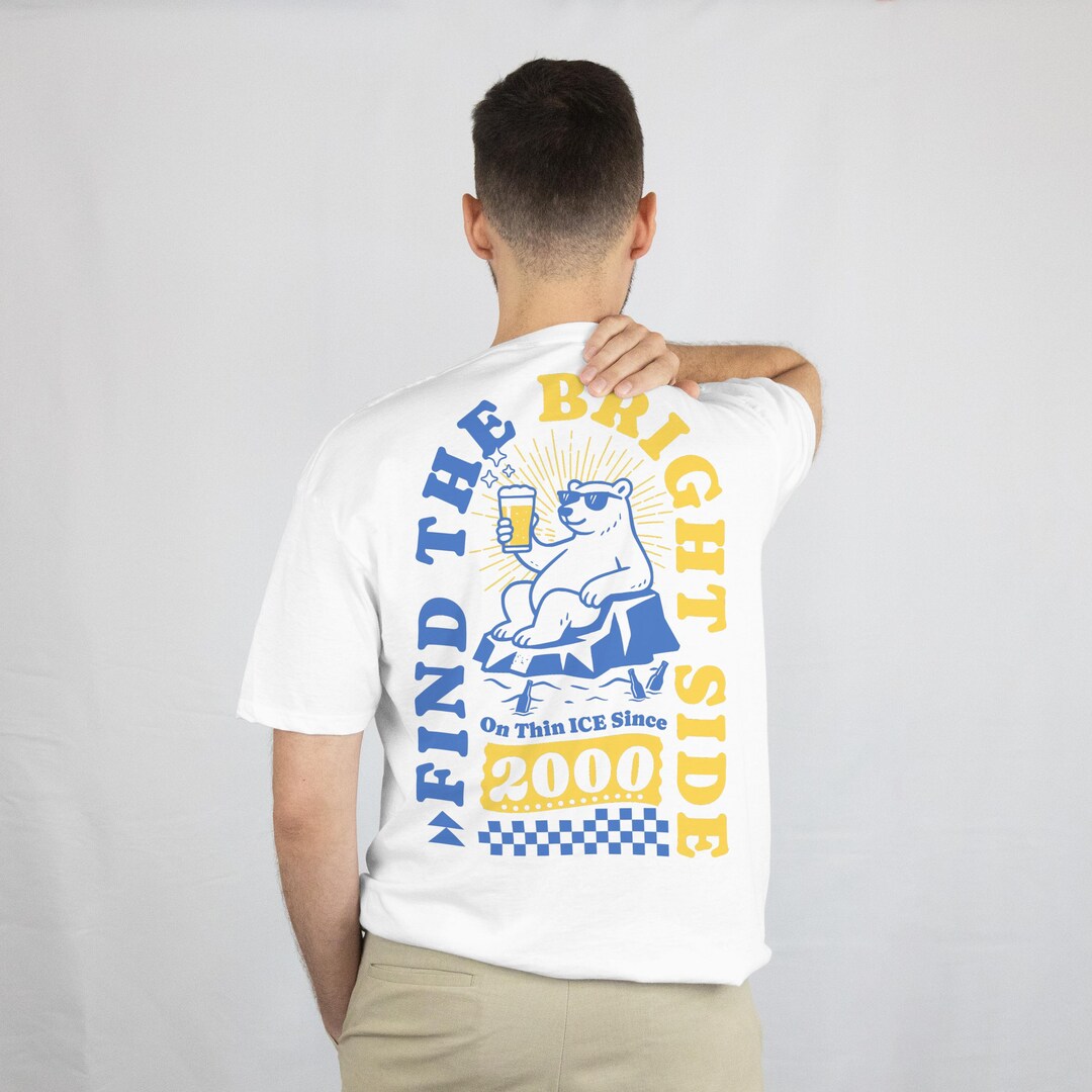 Find the Bright Side Funny Polar Bear Beer Retro T-shirt - Stanley ...