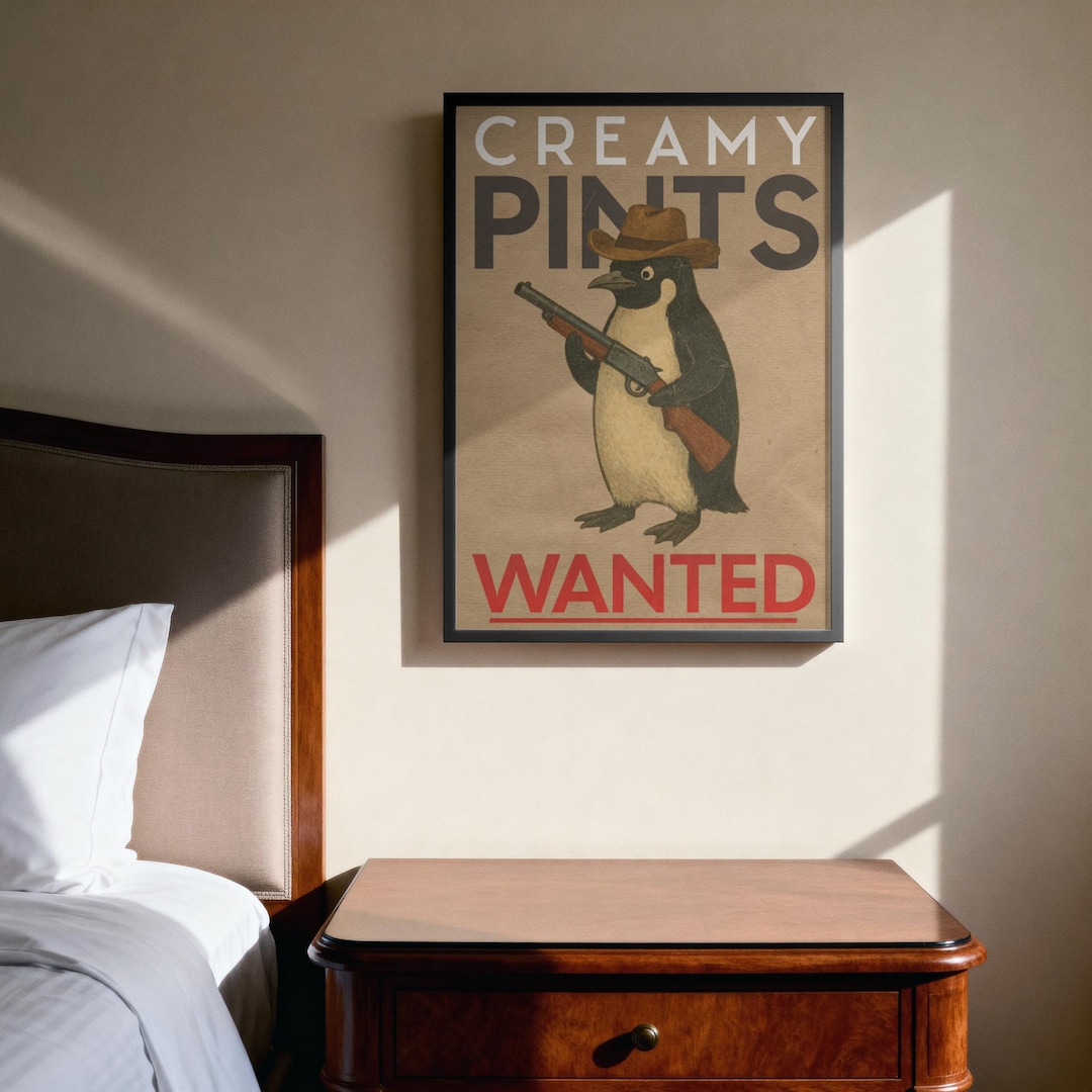 Creamy Pints Wanted - Beer Penguin Poster - Instant Digital Download - Etsy