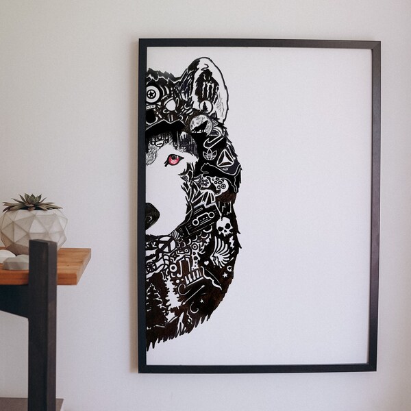 Wolf Doodle Art - Etsy