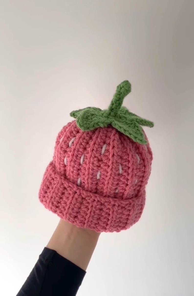 Crochet Strawberry Beanie: Handmade Fruit Hat - Etsy UK