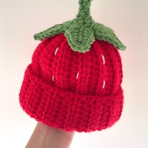 Crochet Strawberry Beanie: Handmade Fruit Hat - Etsy UK