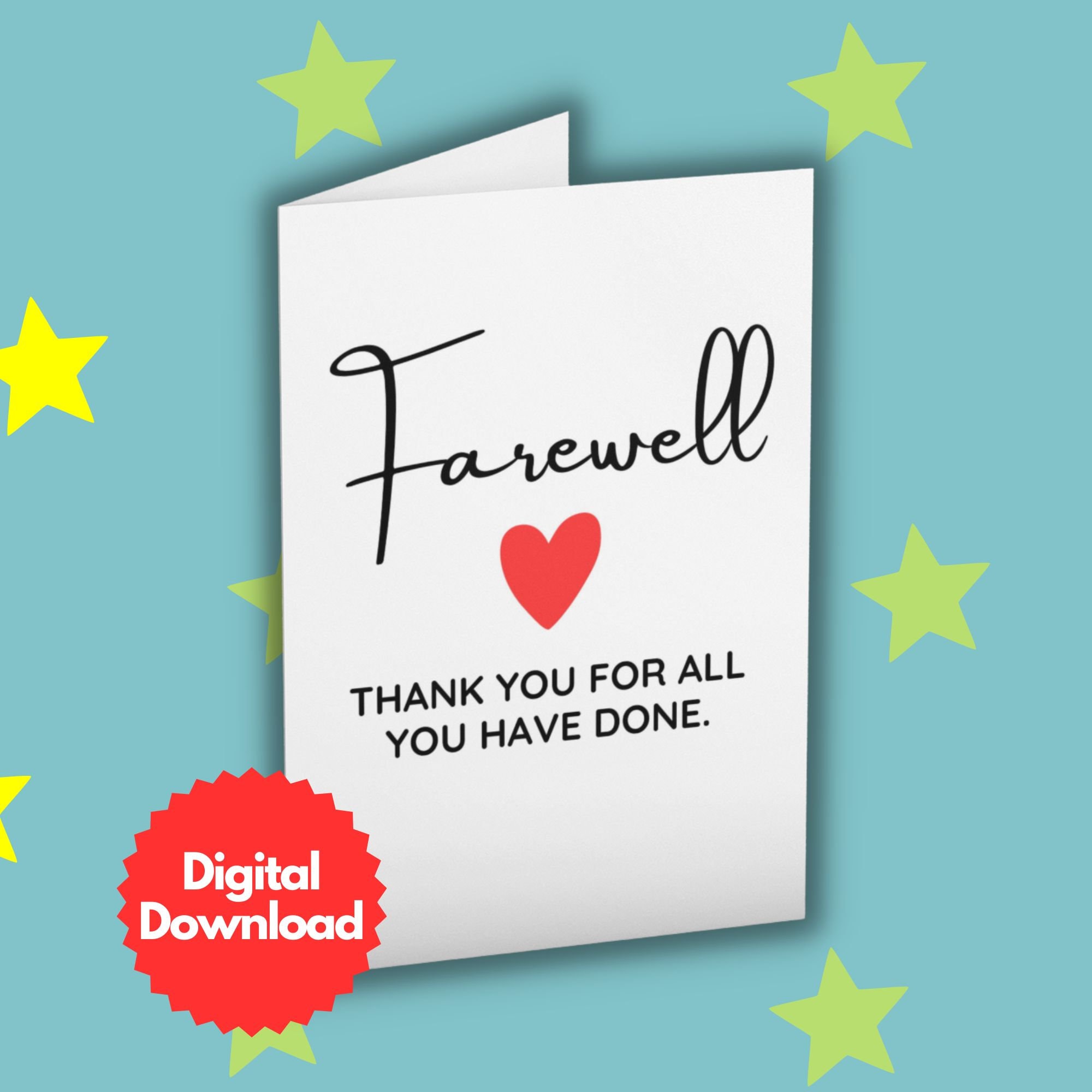 Printable Farewell Leaving Card, Thinking of You Cute Greeting Card ...