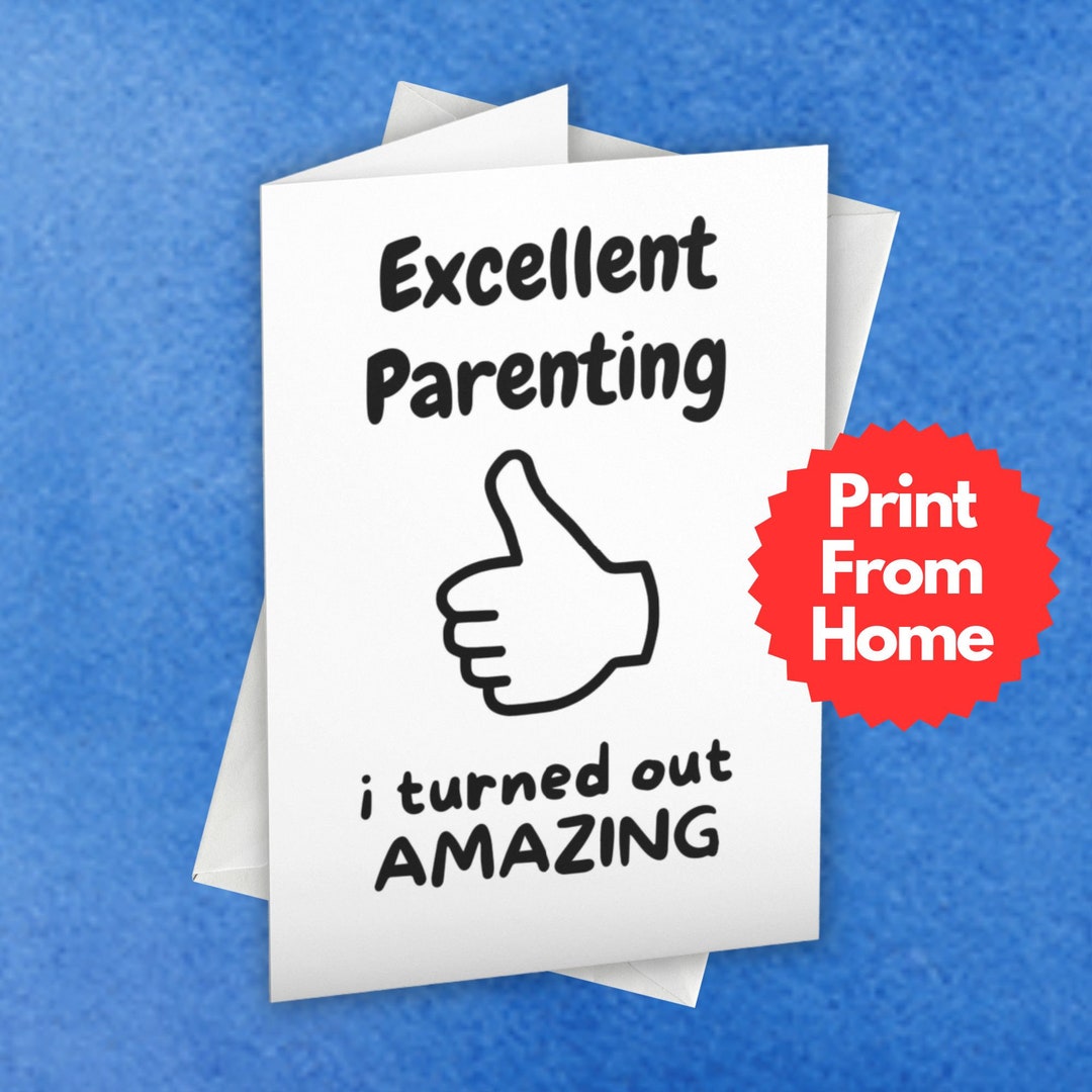 Printable Excellent Parenting Card, Card for Parents, Anniversary Card ...