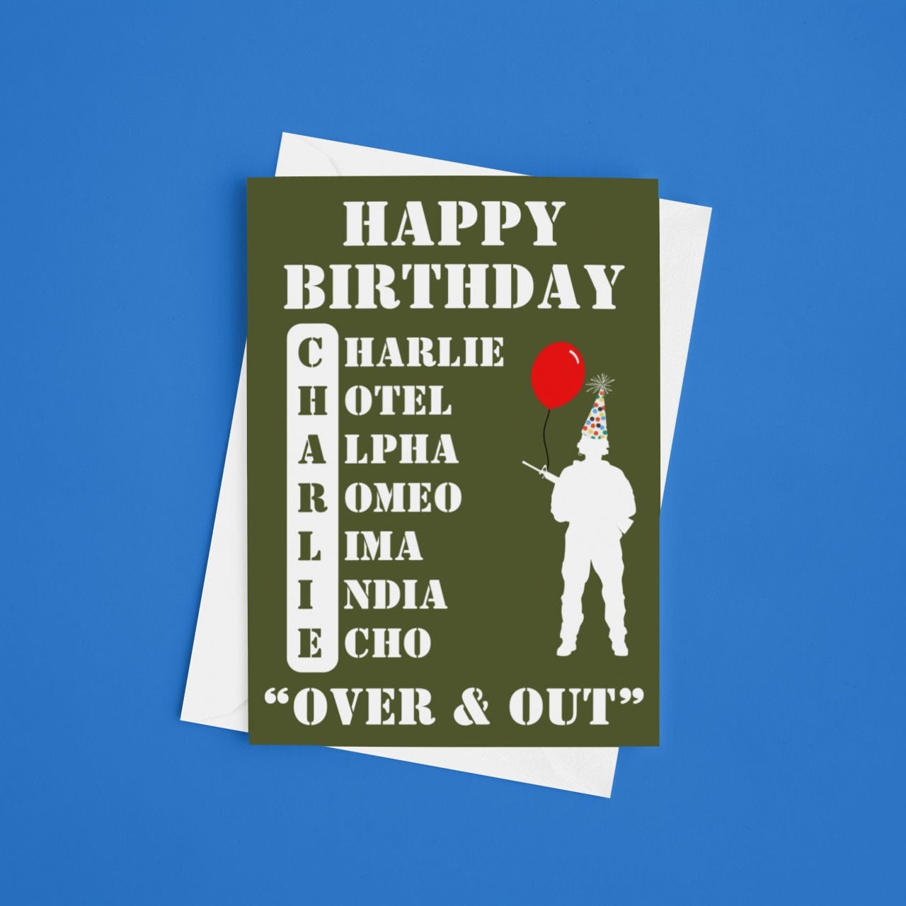 Personalised Military Birthday Card, Army Soldier Card, Phonetic ...