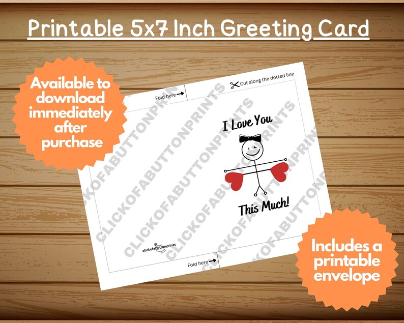 Printable Love You Anniversary Card I Love You This Much - Etsy