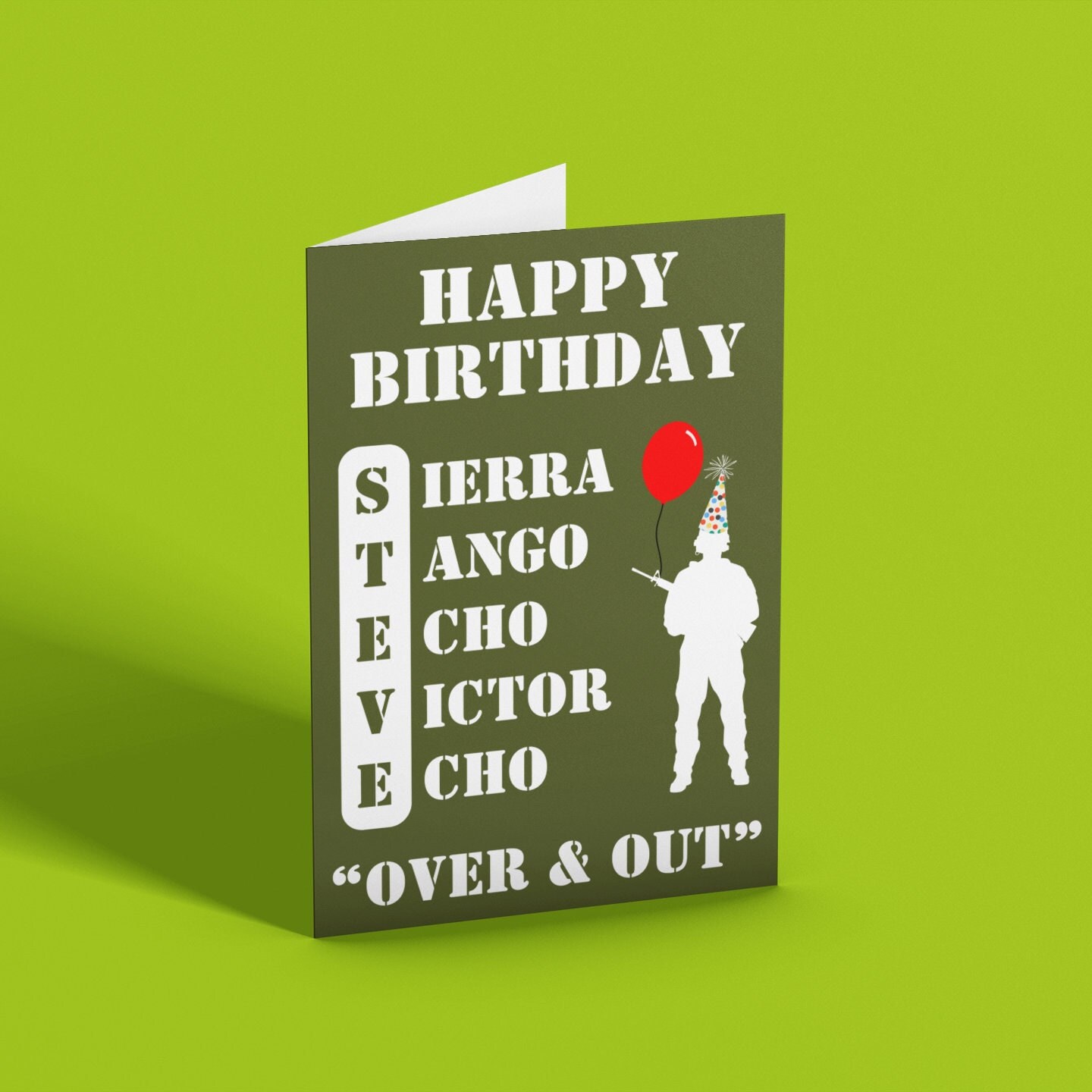 Personalised Military Birthday Card, Army Soldier Card, Phonetic ...
