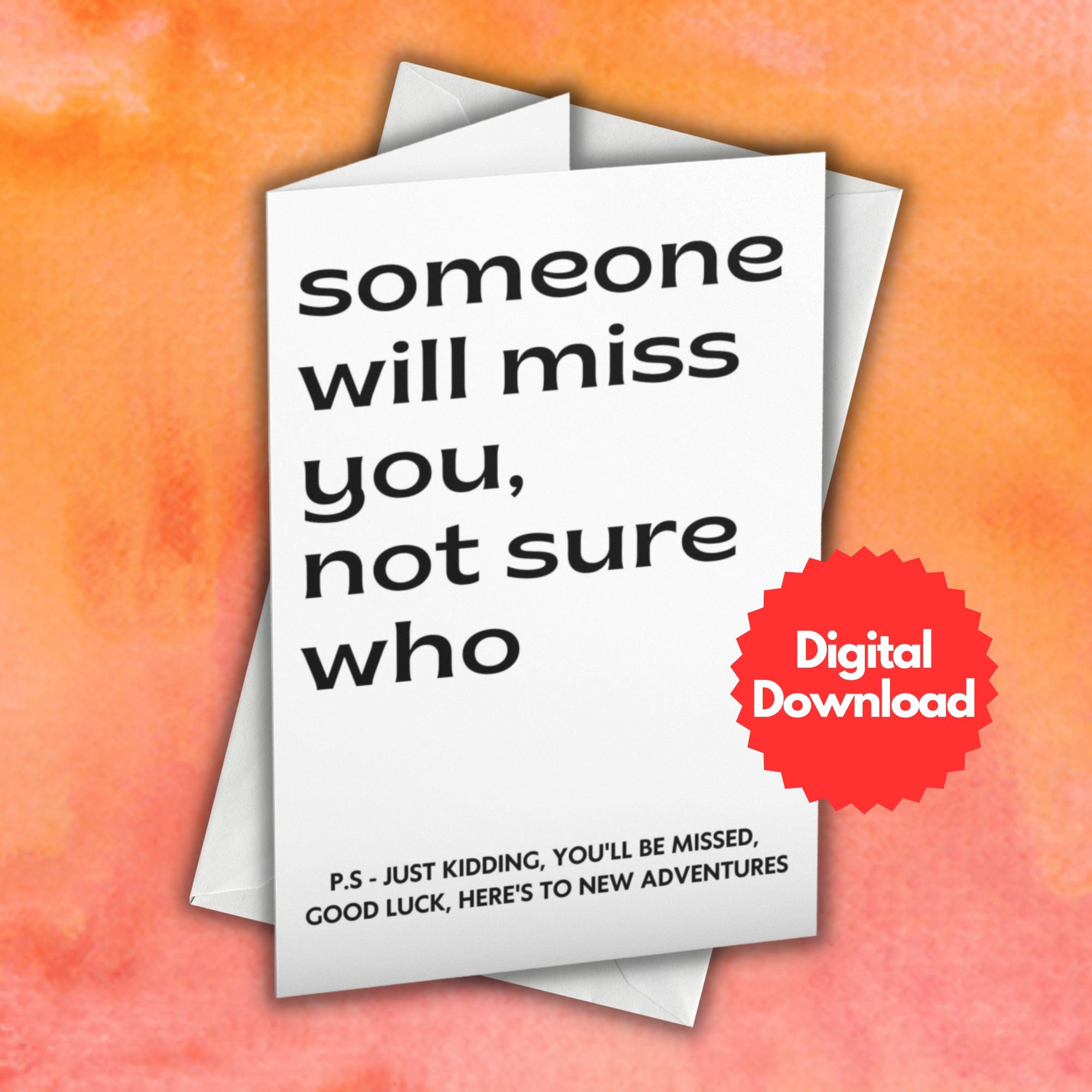 Printable Rude Leaving Card, Thinking of You Card, New Job Card, Office ...