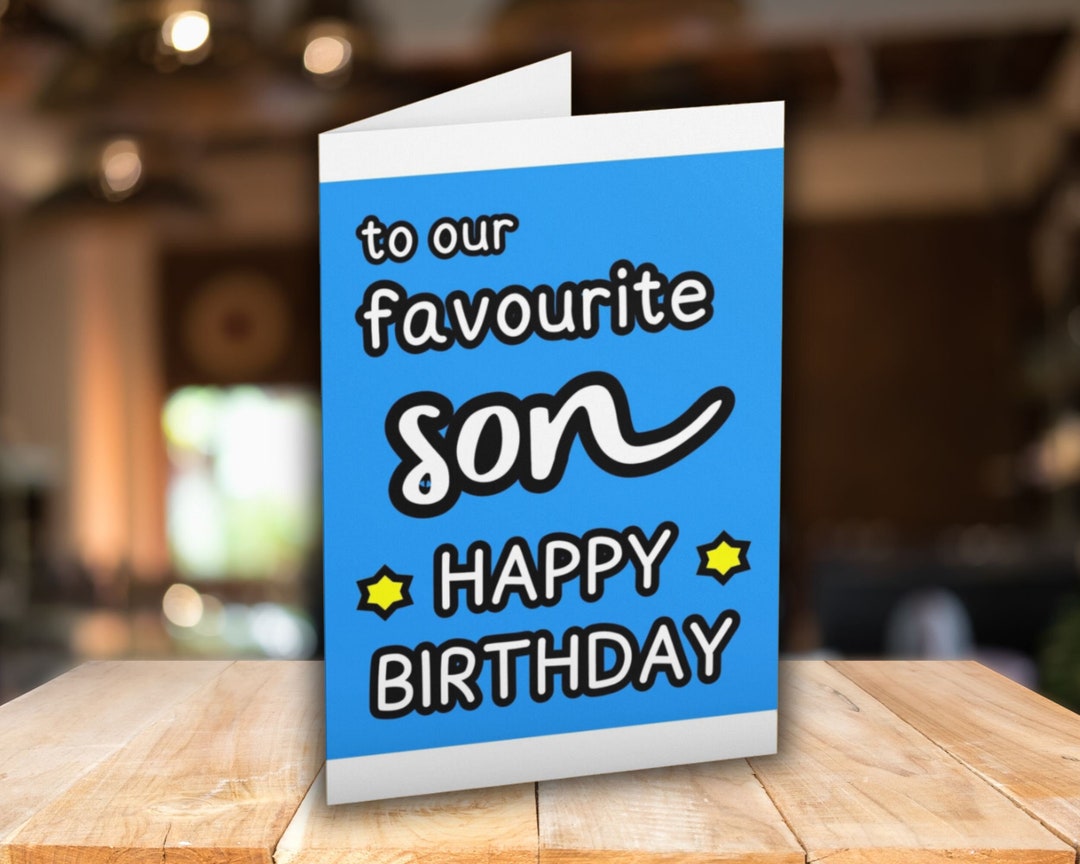 Favourite Son Card, Fun Birthday Card for Son From Dad Mum Parents ...