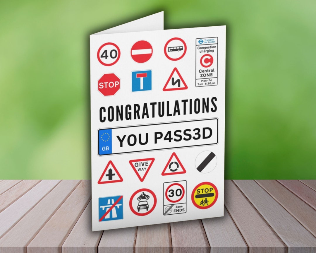 UK Road Sign Congratulations You Passed Card, Fun New Driver, Well Done ...