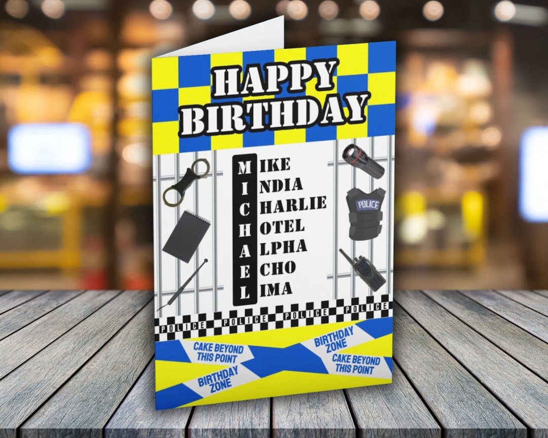 Personalised Police Birthday Card, Police Officer Card, Phonetic ...