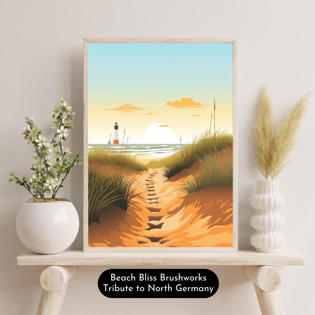 Baltic Sea Beach, North Sea Beach, North Germany, Travel Poster, Print ...