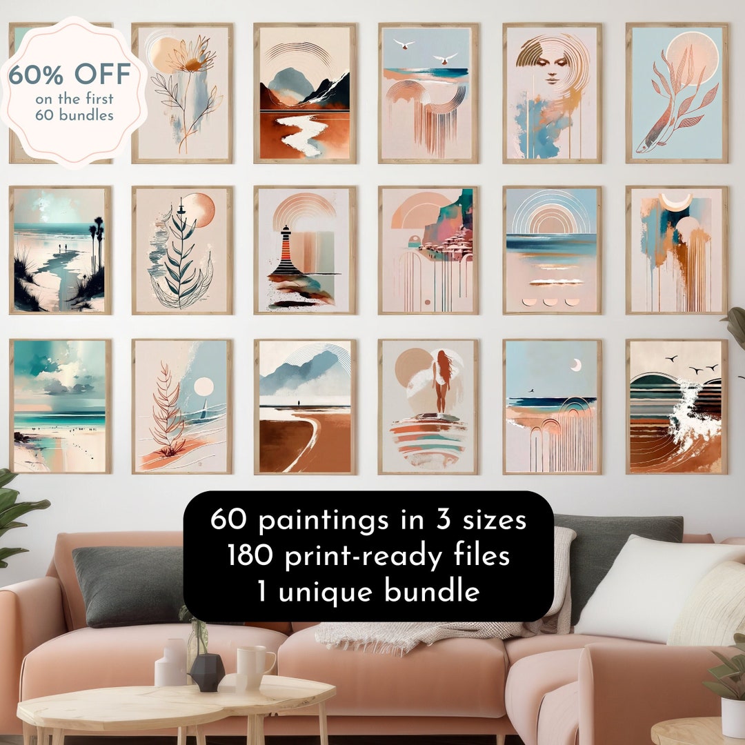 Boho Beach, Boho Poster Set, Boho Digital, Minimalistic Wall Art ...