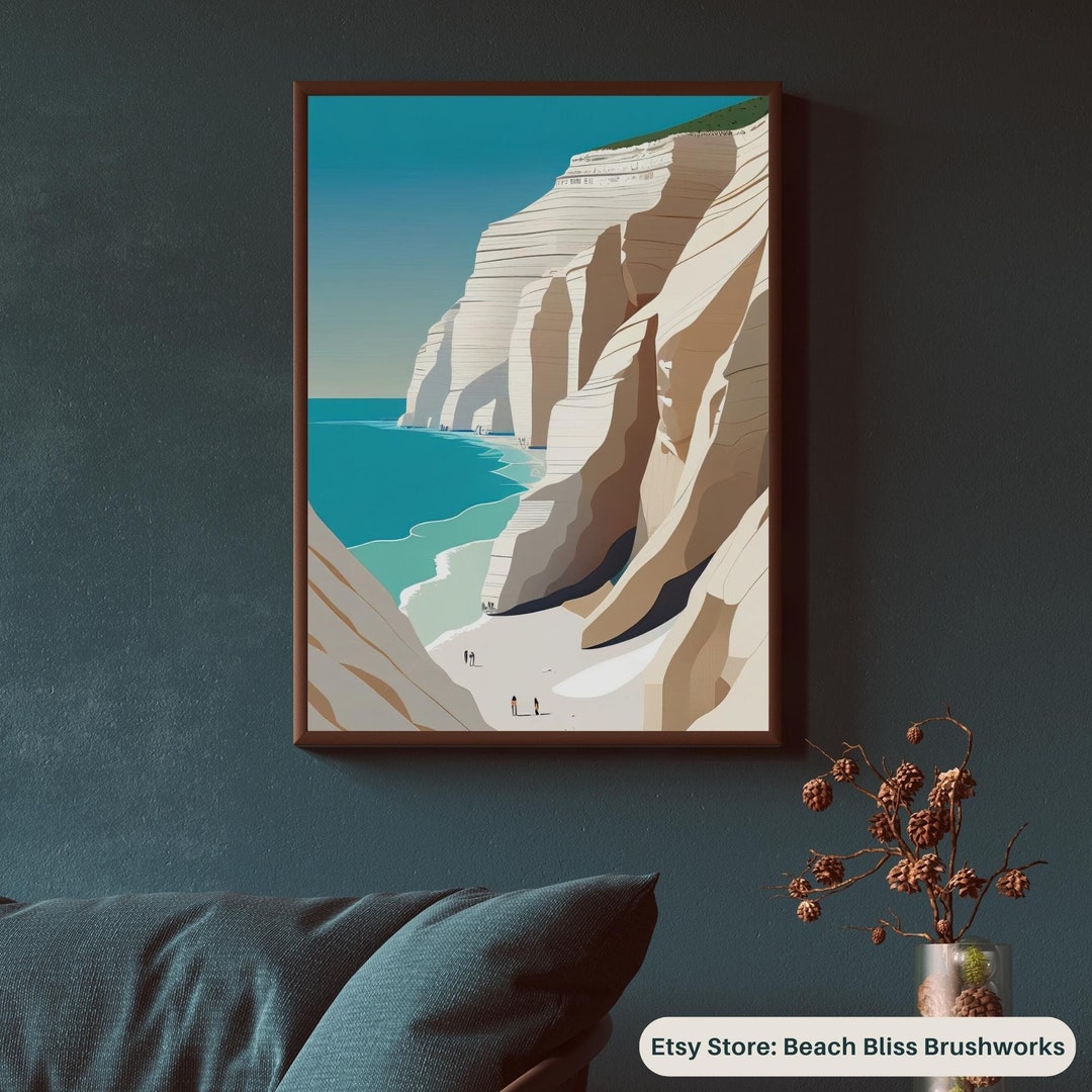 Scala Dei Turchi, Sicily, Italy Travel Poster Print, Wall Art, A4 ...