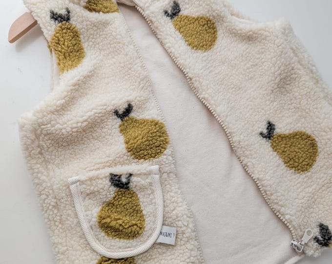 Teddy Vest Ecru With Pear Pattern for Children and Babies - Etsy