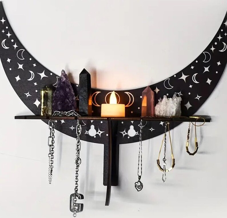 Wooden Moon Candle Holder Altar Rack Halloween Gift - Etsy