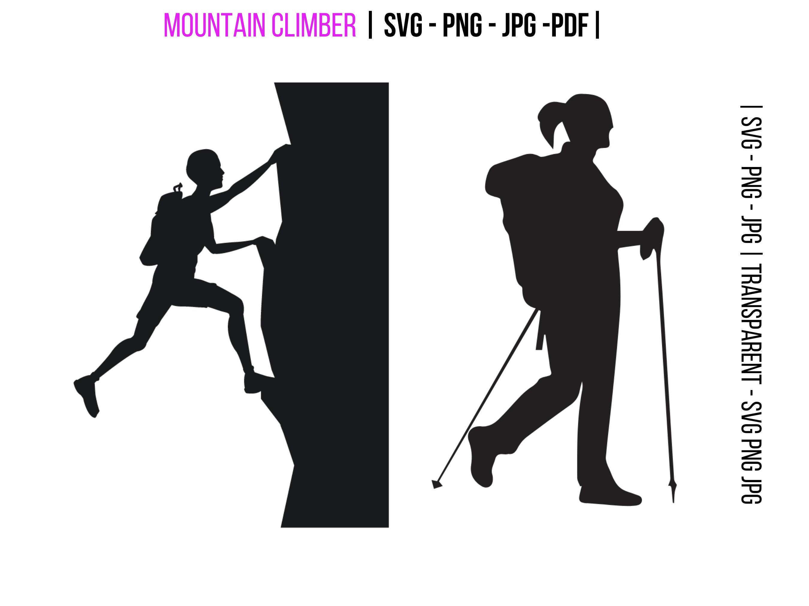 Mountain Climbing SVG - Mountain Climber Silhouette Clipart Cut File ...