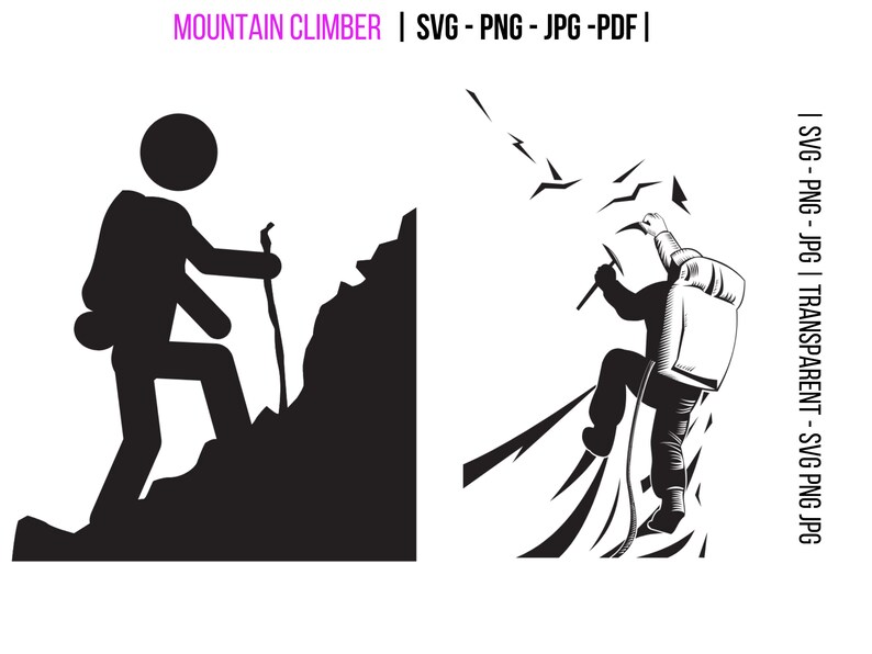 Mountain Climbing SVG - Mountain Climber Silhouette Clipart Cut File ...