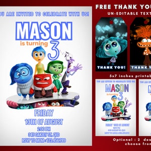 Inside Out 2 Birthday Invitation, Inside Out 2 Invitation, Inside Out 2 ...