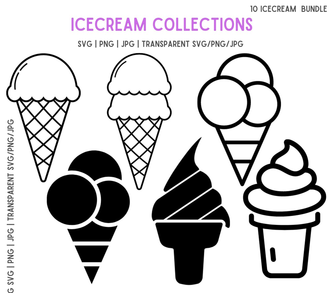 Ice Cream Cone Summer Dessert Instant Download Digital File Clip Art ...