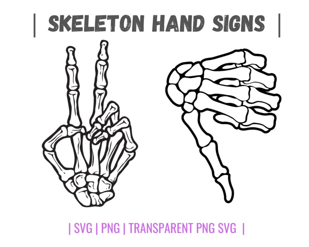 Bundle Skeleton Hand Signs - Hang Loose, Rock, Cool Finger, Funny ...