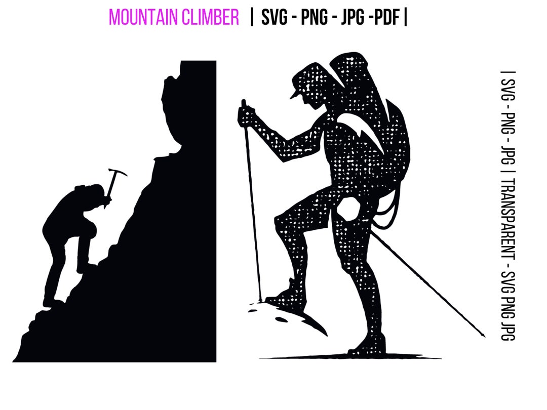 Mountain Climbing SVG - Mountain Climber Silhouette Clipart Cut File ...