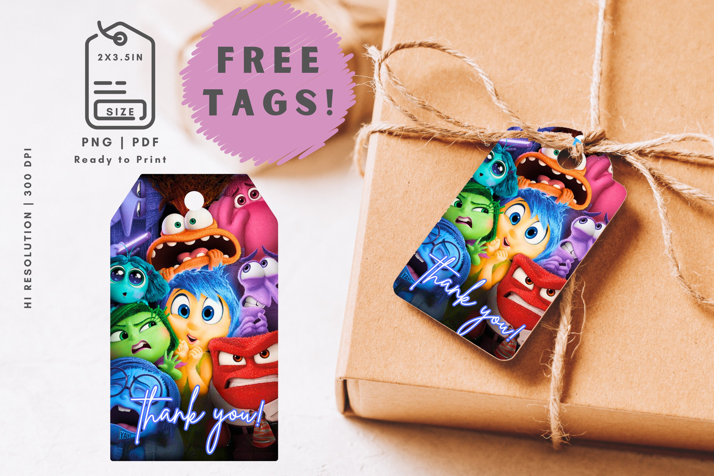 Inside Out 2 Pixar Movie Thank You Card, Inside Out 2 Birthday Kit ...