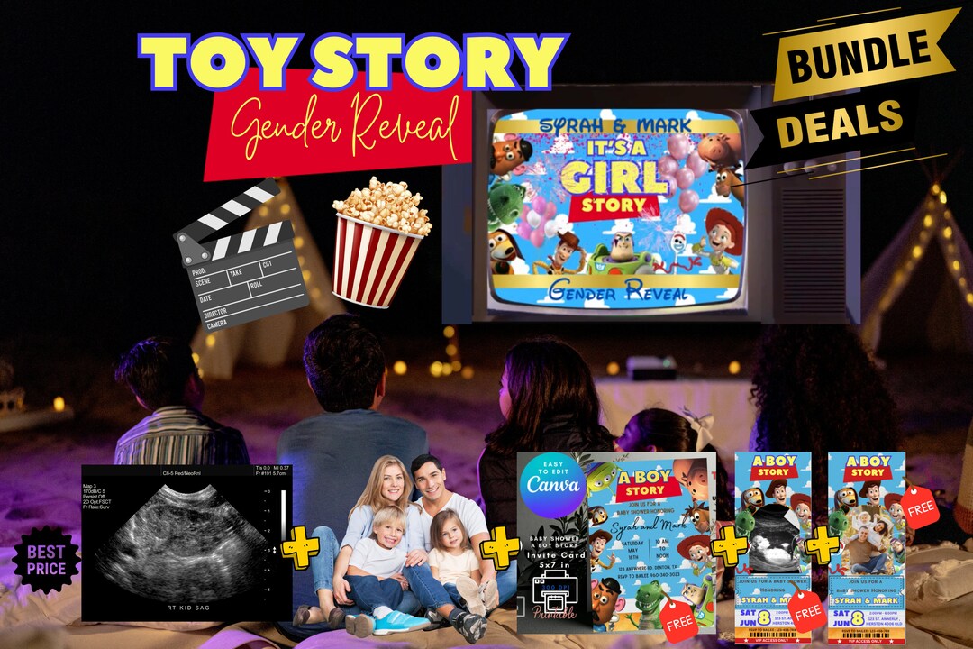 Toy Story Gender Reveal Video | Animated Baby Announcement (digital ...