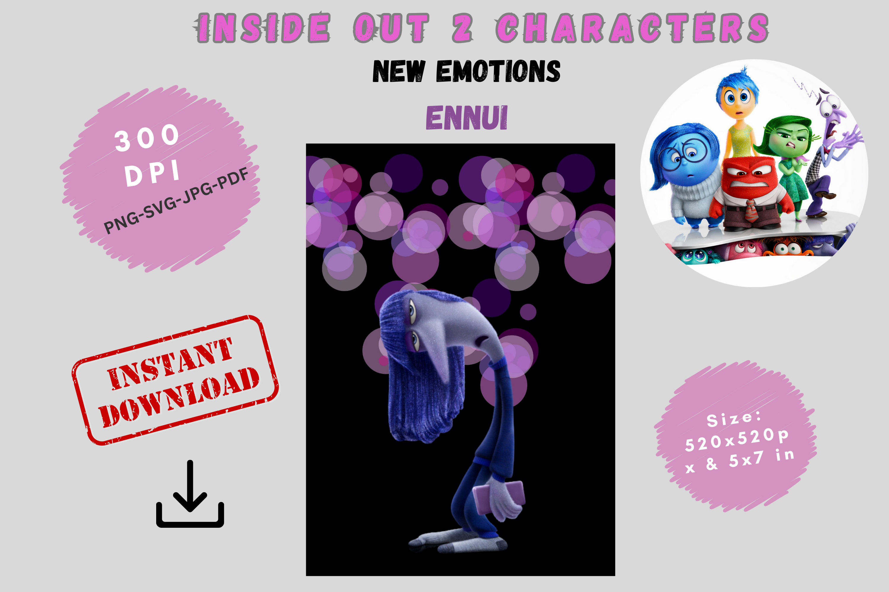 Inside Out 2 PNG SVG: Movie Emotions Digital Files (instant Download ...