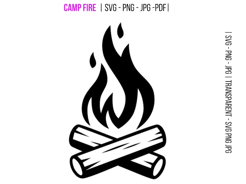 Camp Fire SVG, Campfire Silhouette, Camping Clipart, Campfire Cut File ...