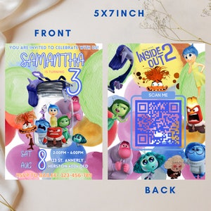 Inside Out 2 Pixar Editable Invitations 2 Digital Printable Invite ...