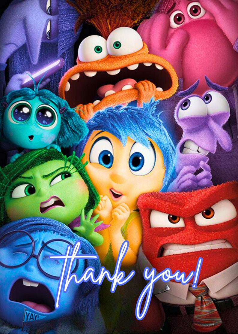 Inside Out 2 Pixar Editable Thank You Tags Digital Printable, Birthday ...