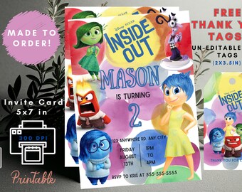 Inside Out 2 Birthday Invitation, Inside Out 2 Invitation, Inside Out 2 ...