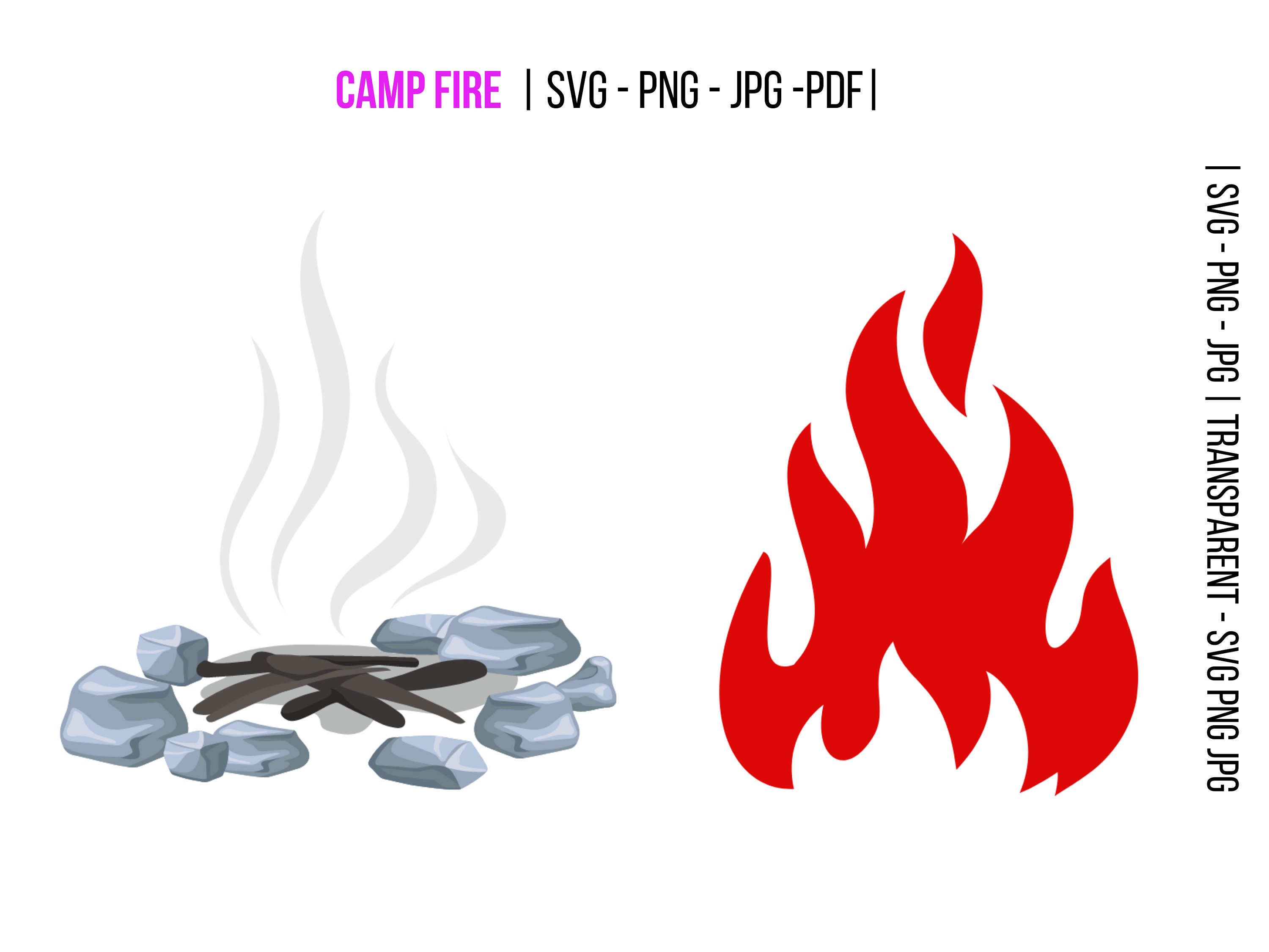 Camp Fire SVG, Campfire Silhouette, Camping Clipart, Campfire Cut File ...