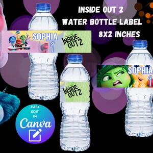 Inside Out 2 Water Bottle Label: Editable Birthday Party Decor (digital ...