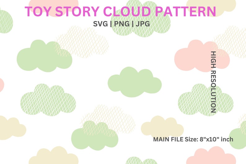 Toy Story Clouds Pattern: Nursery Decor SVG, PNG, JPG Files (8x10 ...