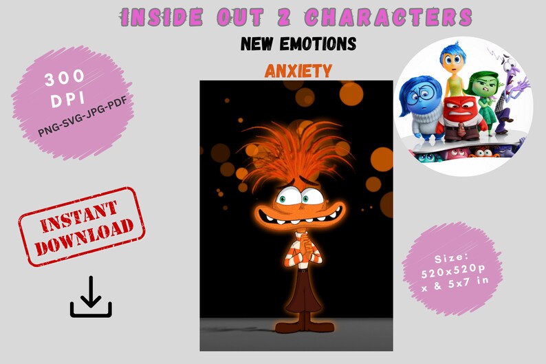 Inside Out 2 PNG SVG: Movie Emotions Digital Files (instant Download ...