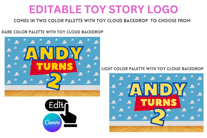 Editable Toy Story Logo Template: Custom Name, Birthday Shirt (canva ...