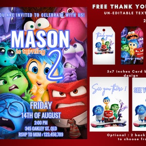Inside Out 2 Birthday Invitation, Inside Out 2 Invitation, Inside Out 2 ...