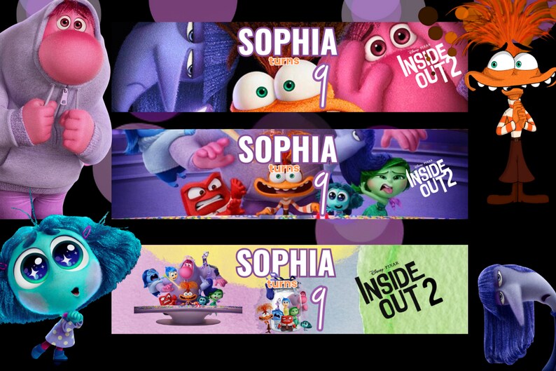 Inside Out 2 Water Bottle Label: Editable Birthday Party Decor (digital ...
