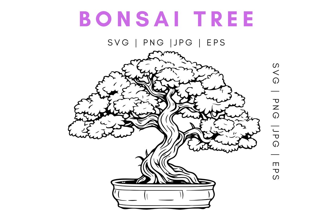Bonsai Tree SVG - Ornamental Dwarf Tree House Plant Silhouette Clipart ...