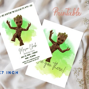 Groot Birthday Invitation Template: Editable Kids Party Invite (canva ...
