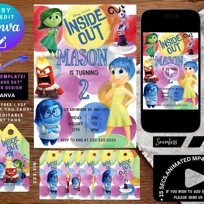 Inside Out Invite - Etsy