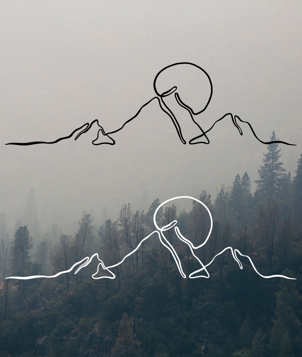 Minimalist Line Mountain SVG PNG Bundle, Simple Mountain Line Drawings ...