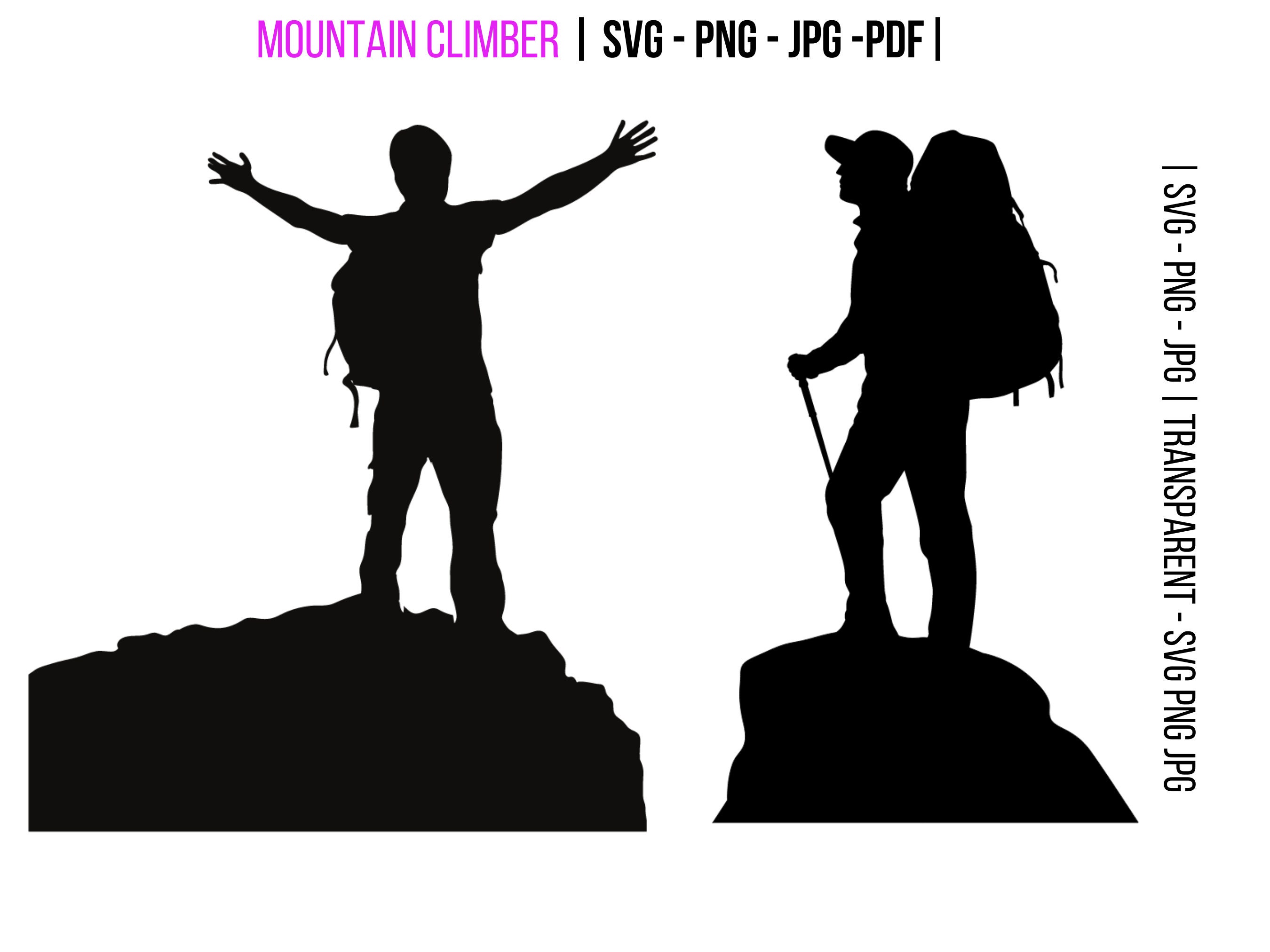 Mountain Climbing SVG - Mountain Climber Silhouette Clipart Cut File ...