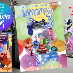 Inside Out 2 Pixar Editable Invitations 2 Digital Printable Invite ...