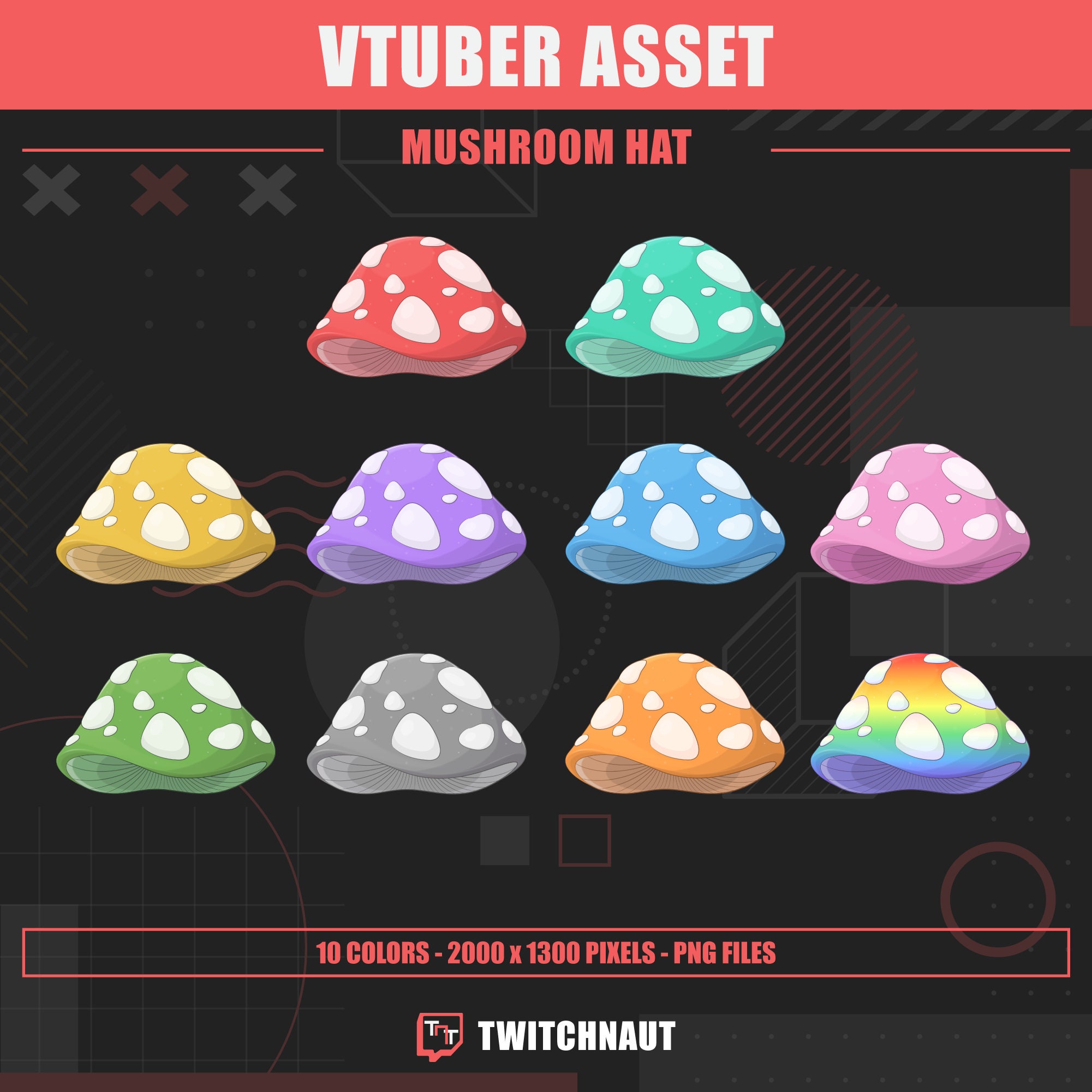 Mushroom Hat Vtuber Asset for Cozy Stream | Cute Cottagecore Mushroom ...
