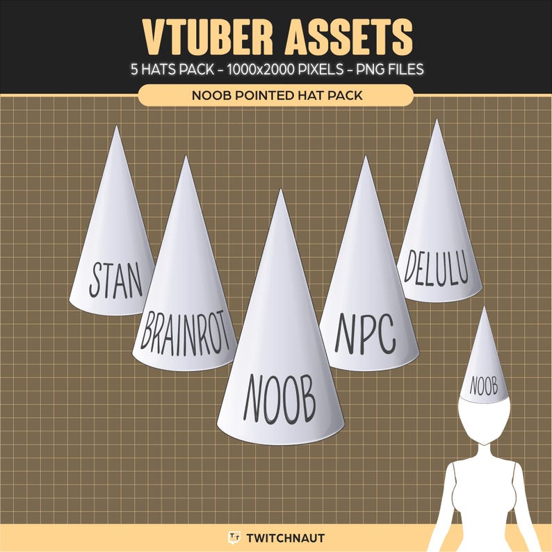 Funny Hat Vtuber Asset Package | Humor Vtube Studio Layerad Streamer ...