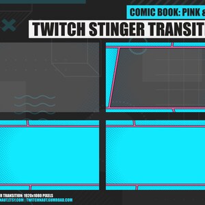 Animated Pink & Blue Comic Twitch Overlay Package Animated Twitch ...