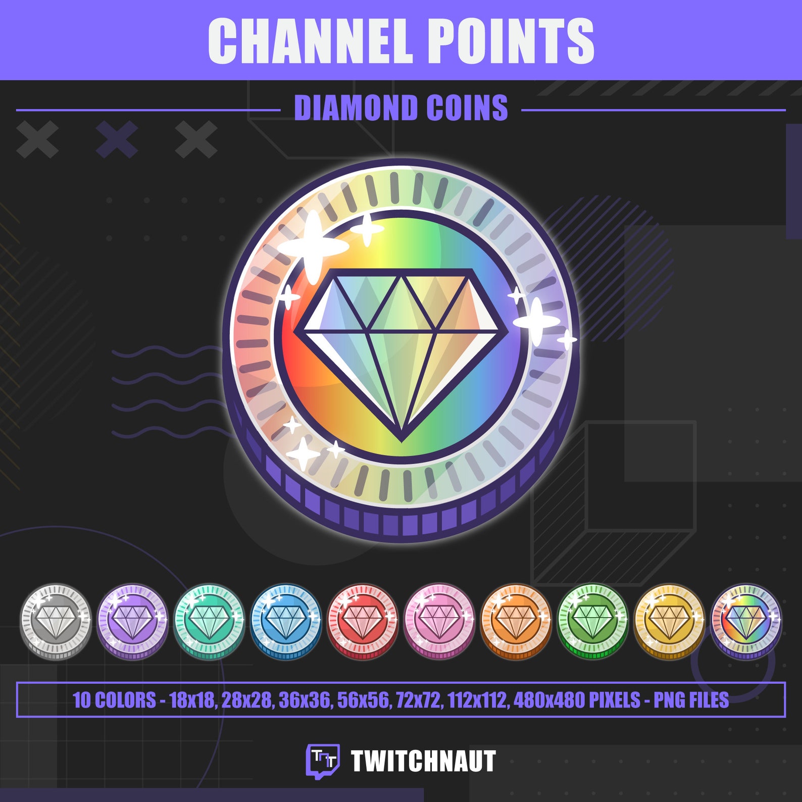 Diamond Coins Twitch Channel Points Diamond Twitch Badges Shinny ...